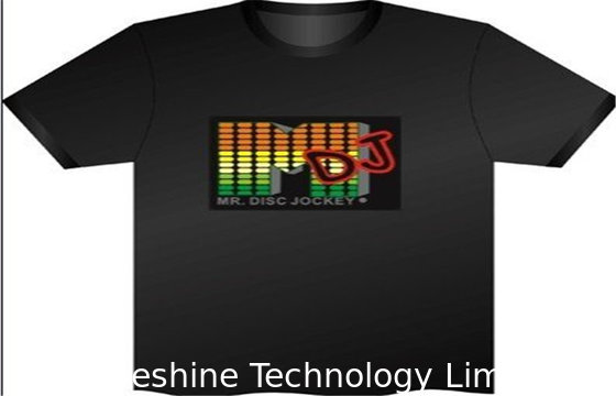 DJ Dance Electroluminescent Products Black T-Shirt With EL Equalizer Panel Lighting