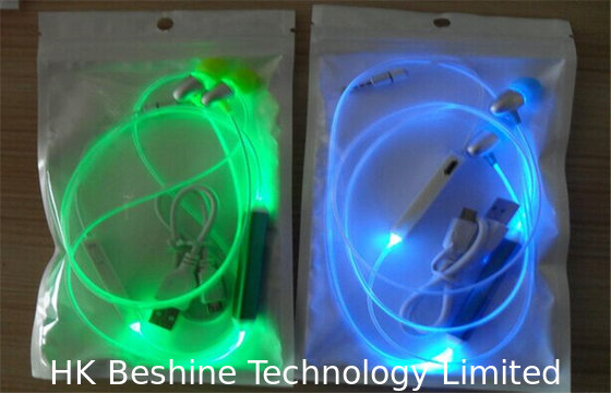 LED Lighting Earphone With USB Charger Cable For Cellphone / Mobile / MP3 4