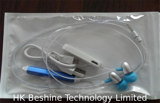 3.5mm Stereo Flashing Light LED Visible Earphone With Microphone / Mic