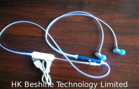 Plastic Blinking LED Wire Earphone Electroluminescent Products Packed By OPP Bag