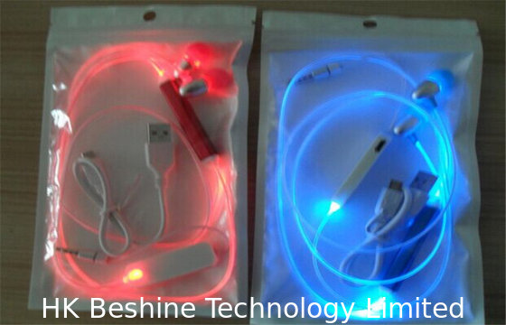 High Brightness Electroluminescent Products Glowing Earphone With LED Lighting USB Mic