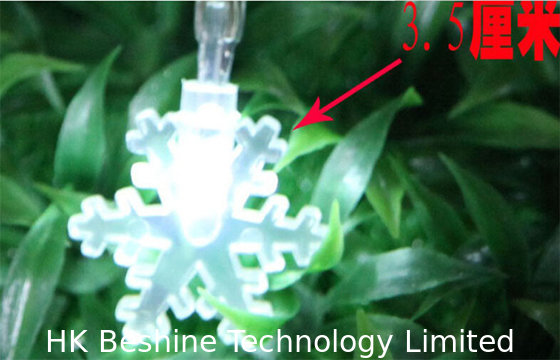 3AAA Battery Operated Green LED String Lights Snowflake Shape For Window Decoration