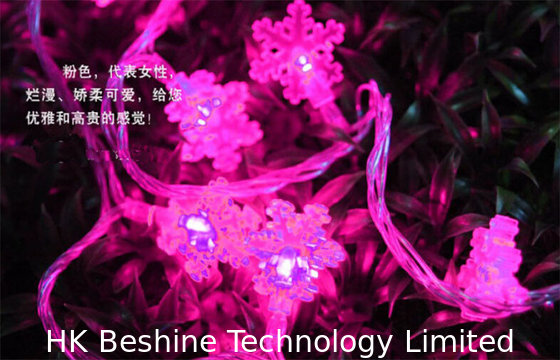 3AAA Battery Operated Green LED String Lights Snowflake Shape For Window Decoration
