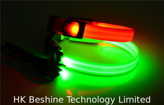 Eco-Friendly LED Pet Collar USB Rechargeable , Waterproof  flashing dog collars