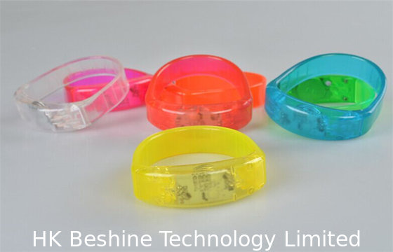 Green PS PVC LED Flashing Bracelet With Button Switch Control