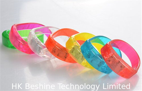 Green PS PVC LED Flashing Bracelet With Button Switch Control