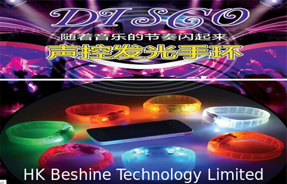 Music Sensor LED Glow Stick Bracelets / Flashing Bracelets Personalized