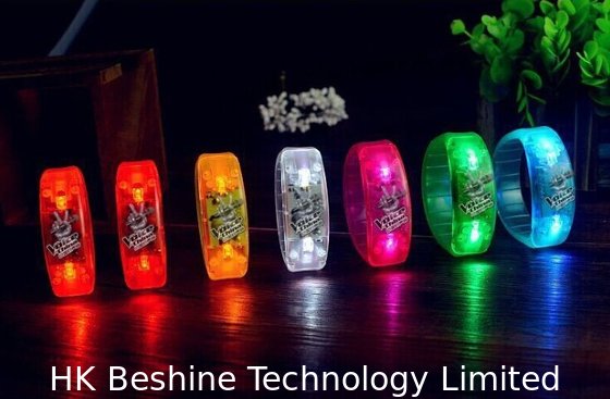 PVC ABS LED Flashing Bracelet Music Activated CE And RoHS Approved