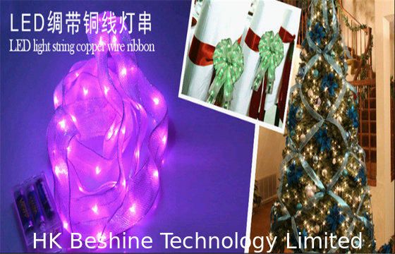 Decorative Silk Ribbon Copper Wire Led String Light Customized Length