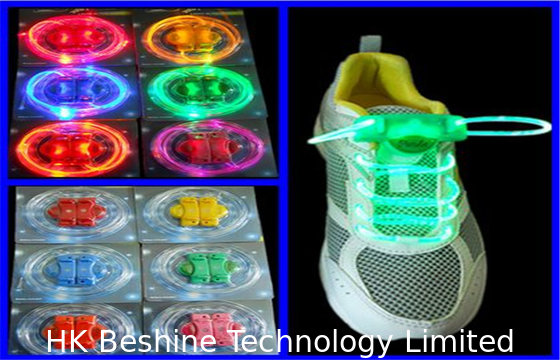 Bright Colored Night Running Flat LED Flashing Shoelaces For Children / Adult