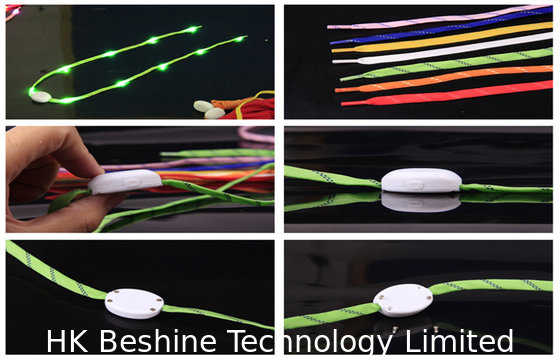 Luminescent Ultra Bright PP Webbing LED Light Shoelaces With Battery For Disco