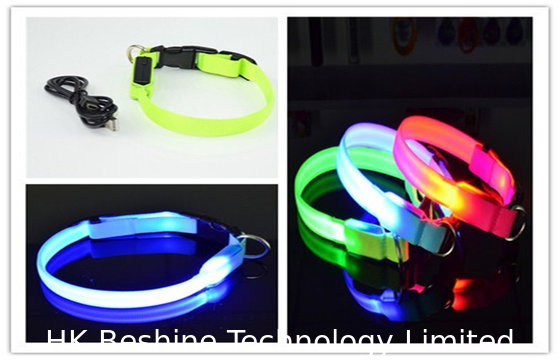 Eco-Friendly LED Pet Collar USB Rechargeable , Waterproof  flashing dog collars