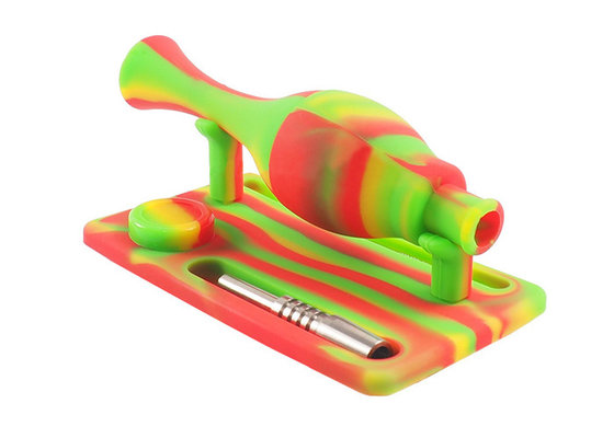 Food-grade silicone,Silicone Nectar Collector WAX kits with Titanium nail and Wax container,multiple colors