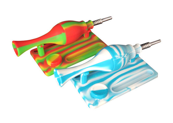 Food-grade silicone,Silicone Nectar Collector WAX kits with Titanium nail and Wax container,multiple colors