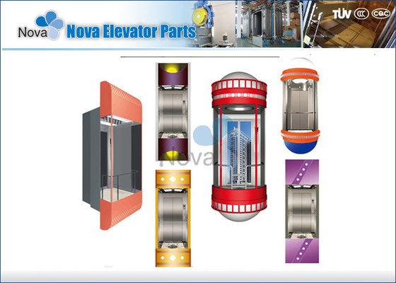 Panoramic Passenger Elevator Cabins , 800kg ~ 1000kg Sightseeing Lift Cabin