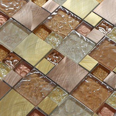 300x300mm glass mosaic tile sheets,aluminum mosaic wall tile,golden color supplier