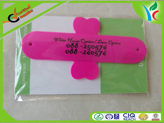 Custom Red / Pink Color Silicone Phone Stand 1C Telephone Logo Printed