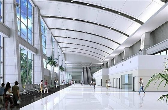 Moisture Proof Compounded Fiberglass Curved Ceiling Panels 600 * 600 For Shopping Center