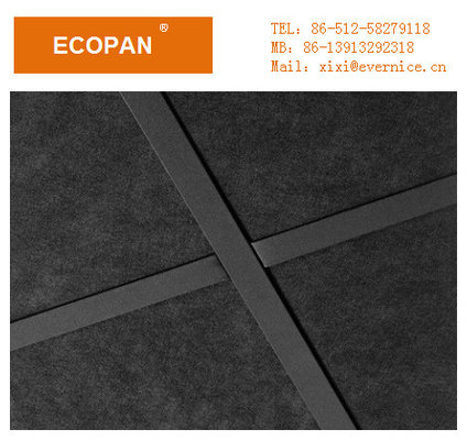 Black Glass Wool Ceiling Acoustic Non Combustible Insulation Board 600 * 1200 mm