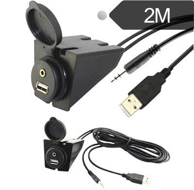Car Audio Stereo Panel Mount USB Extension Cable , USB Cable Assembly With Mounting Bracket
