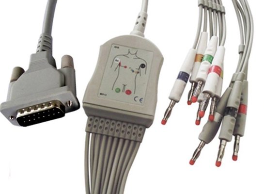Hellige EK403 EKG ECG Patient Cable Din Style DB 15pin AHA / IEC Long Lifespan