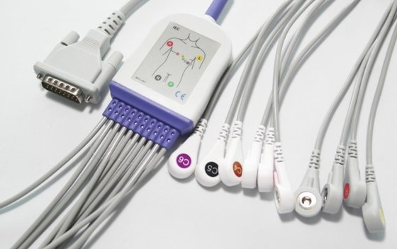 Snap 12 Leads EKG Cable , Schiller 10 Leads GE ECG Cable For AT1 2 3 5 AT60 AT104 CS100