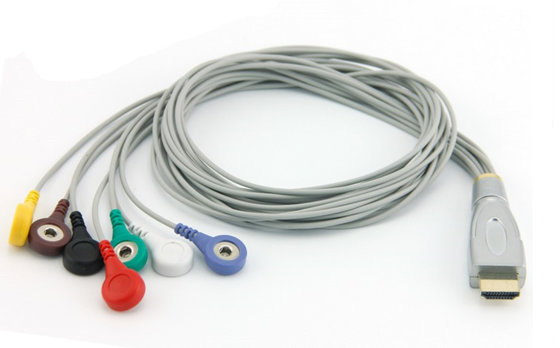 Biox Holter Electrode Lead Wires 7 Leads , ECG Monitor Leads With AHA Snap
