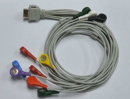 ECG Holter Cable 5 Leads Snap Leadwires 5 Needles Nihon Kohden BR-004P Mode