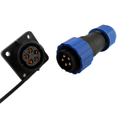 SP20 Electrical Cable Connectors , wire wiring connector plug and socket with flange 4 hole
