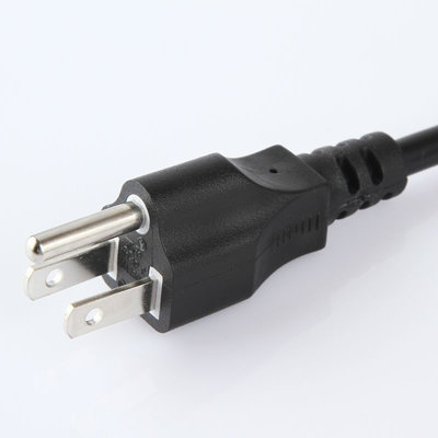 1.2m 3 Prong Power Cable , Black Us Power Cord  For Pc Computer Monitor Printer