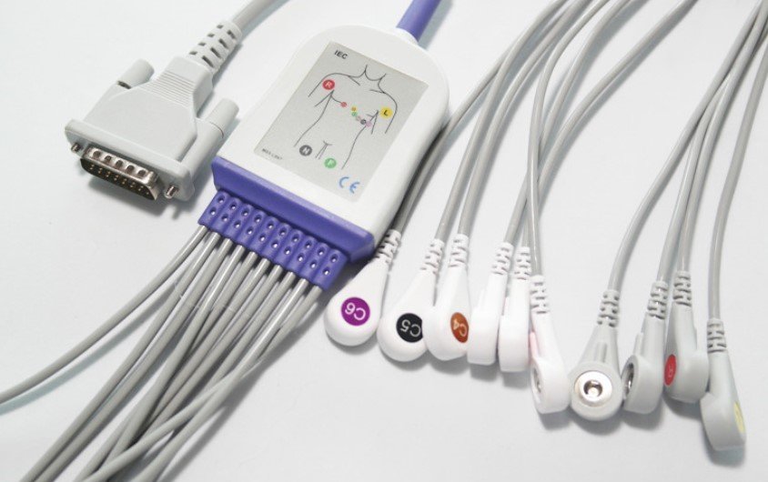 Snap 12 Leads EKG Cable , Schiller 10 Leads GE ECG Cable For AT1 2 3 5 AT60 AT104 CS100