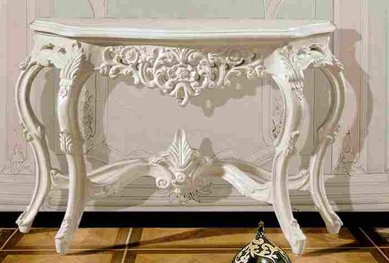 Tocador y espejo decorativos caseros, tabla de consola blanca del vintage
