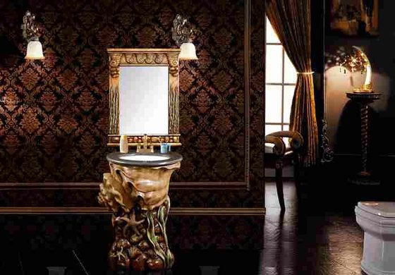 Hotel-einzelne Wannen-Badezimmer-Eitelkeit mit Spiegel, barockes Badezimmer widergespiegelte Kabinette