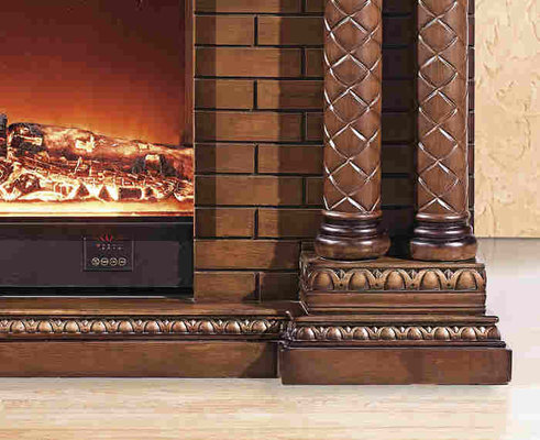 Festes Holz-Eichen-Dekor-Flammen-elektrischer Kamin französische/Europäer-/Louis-Art