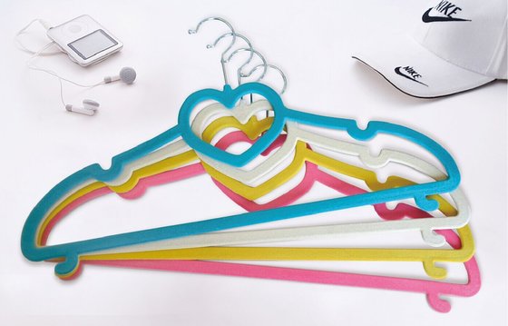 Pretty Padded Clothes / Motorcycle Jacket Velvet Flocked Hangers Heart Shaped