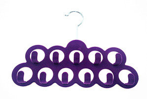 Beautiful Purple / Orange Belt And Tie Rack Hanger Velvet Flocked Hangers