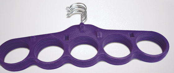 Purple 5 Hole Glove / Stocking Flocked Scarf Hanger With Small Hook