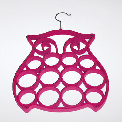 Grey / Pink Owl Scarf / Necklace Velvet Touch Hangers Closet Hanger Space Saver