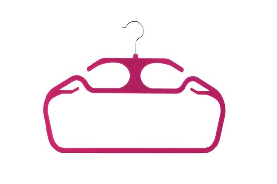 Unique Pink Velvet Trouser Hangers Non Slip , Custom Flocked Clothes Hangers