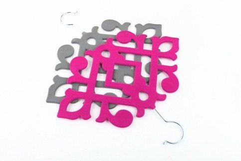 Pink / Gray Indoor Velvet Scarf Hanger , Anti Slip Custom Clothing Hangers
