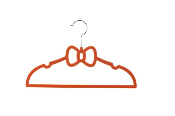 Lightweight Decorative Bowknot Kids Velvet Hangers Orange / Green