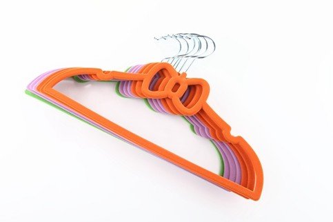Lightweight Decorative Bowknot Kids Velvet Hangers Orange / Green