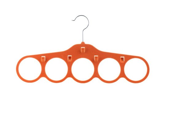 Green / Orange 5 Holes Flocking Tie And Belt Hanger For Jacket / T-Shirt