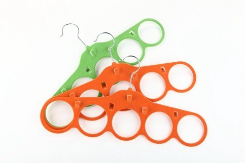 Green / Orange 5 Holes Flocking Tie And Belt Hanger For Jacket / T-Shirt