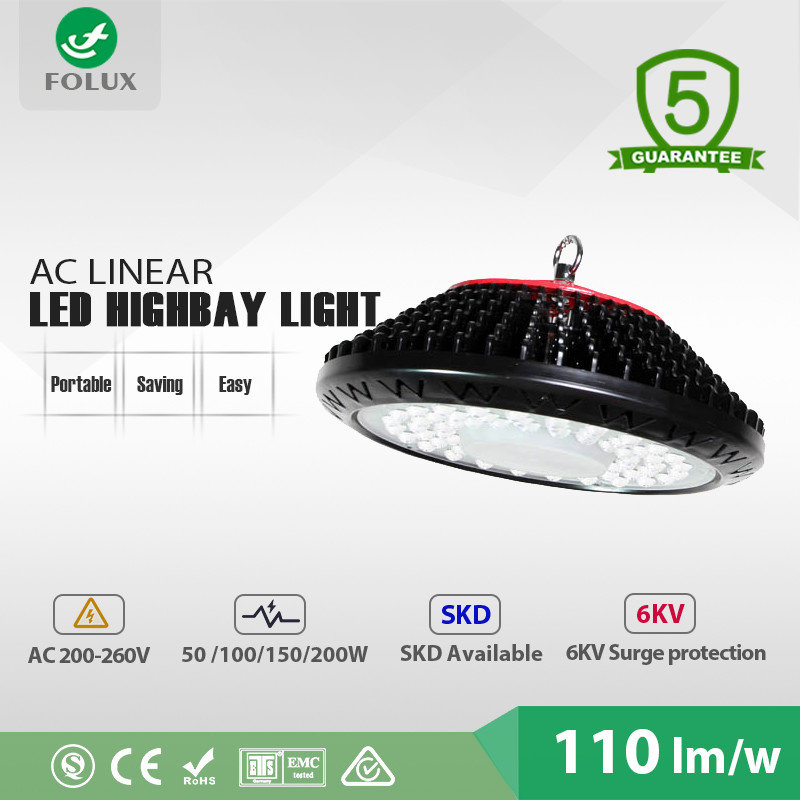 High Performance IP65 LED UFO High Bay 200W LED 110 LM/W Dustproof