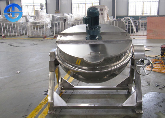 Electric Heating Jacketed Kettle , Tilting Jacketed Kettle With Agitator