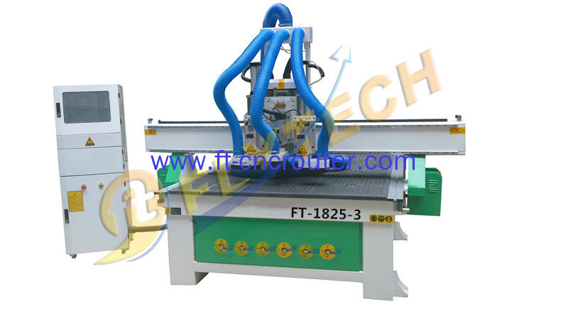New ATC wood router machine with dust collector system with three heads