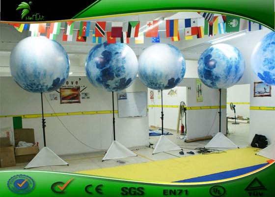 PVC Inflatable Lighting Decoration , Custom Halogen Light Balloon Ball Stand
