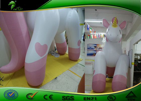 Unicorn Toy Inflatable Cartoon Characters With Pink Heart-Shaped Printing