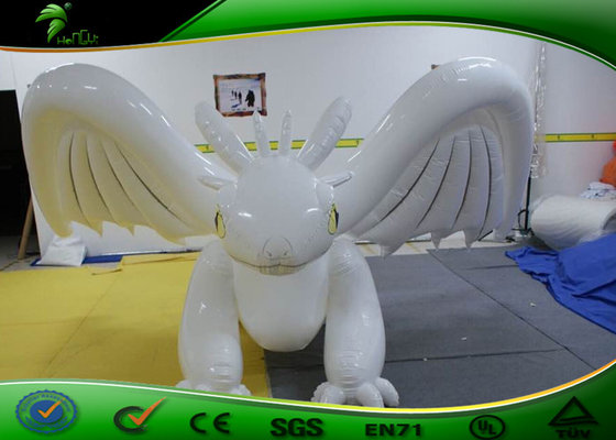 TPU Inflatable Cartoon Characters 4m Long White Toothless Dragon For Riding